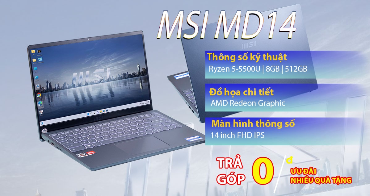 MSI Modern 14 B5M R5-5500U 8GB 512GB 14''FHD