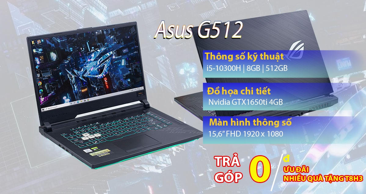 ASUS Gaming ROG Strix G512 i5-10300H 8GB 512GB 15,6" GTX1650ti